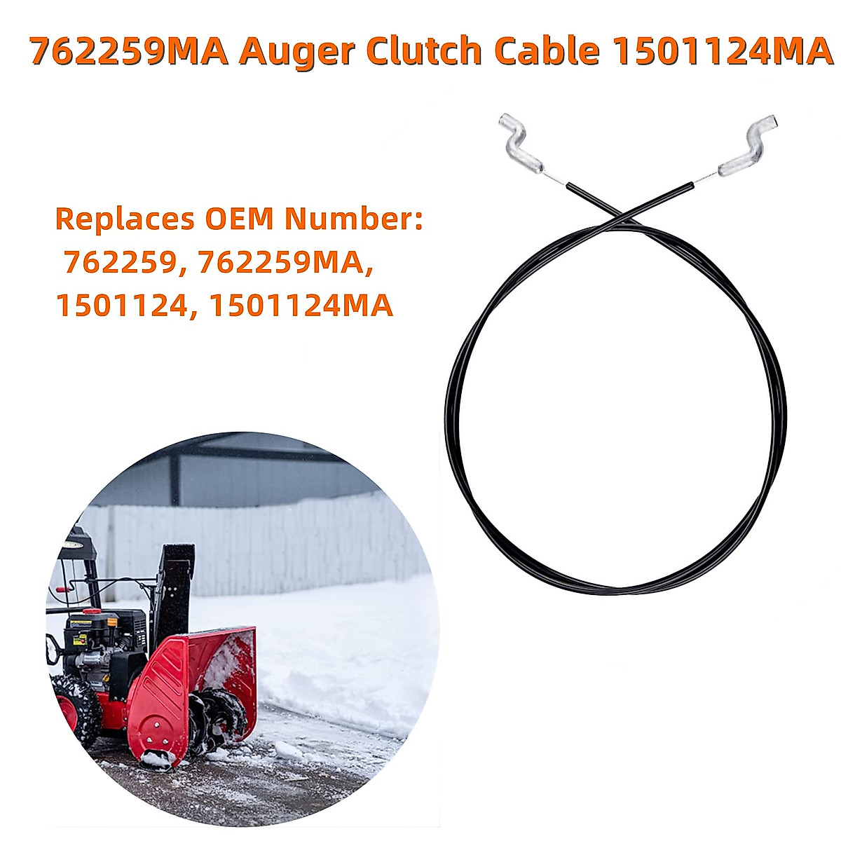 ZLIANGQ 762259MA Auger Clutch Drive Cable for Murray Craftsman Snow Throwers 1501124MA 762259