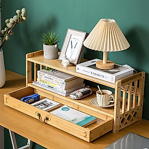 Gmasiou Meditation Altar Table for Spiritual, Puja Table with Drawer, Perfect Used for Prayers, Divination, Worship or Bamboo Furniture for Displaying Jars, Plants and Books (16.5x9.8x11 in)