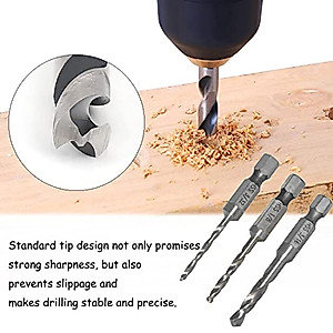 SeonFook 5PCS Stubby Drill Bit Set Short Drill Bits HSS 4241 Steel 1/4" Quick Change Hex Shank 3/32, 1/8, 3/16, 1/4, 5/16 Inch for Woodworking