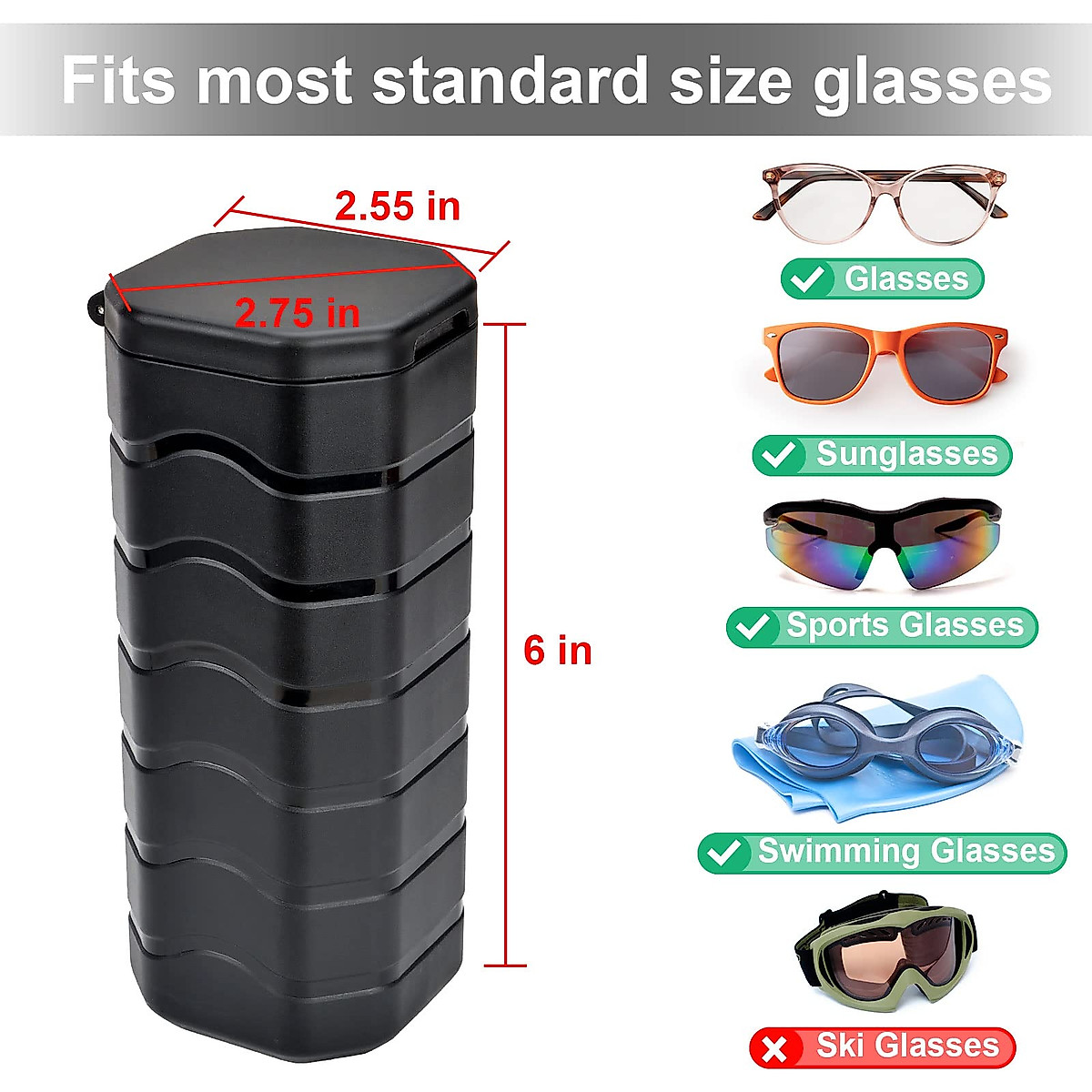Healvaluefit Sunglasses Case Hard Shell, Sturdy and Resilient Eyeglasses Case, Dust and Scratch Resistant Protective Can, Tactical Glasses Case Compatible with Costa Ray-Ban, Oakley, Maui Jim Glasses