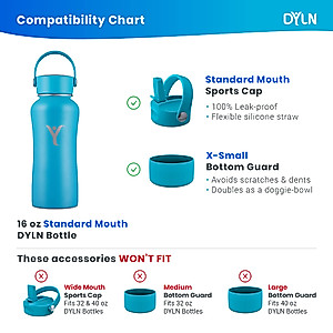 DYLN 16 oz Alkaline Water Bottle | Creates Premium Water up to 9+ pH | Keeps Cold for 24 Hours | Vacuum Insulated 316 Stainless Steel | Standard Mouth Cap | Black, 16 oz (480 mL)