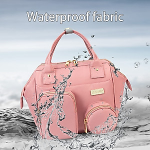 Lmbabter Baby Diaper Bag Backpack Waterproof Multi-Function Convertible Mini Smart Diaper Bag Backpack for Outdoor (Pink)