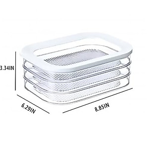 Sufeasdf Bacon Storage Container For Fridge,Deli Storage,Stackable Lunch Meat Storage,Ham And Cheese Container For Fridge-Cold Storage With Lid. (White B 8.8 * 6.3 * 3.4)