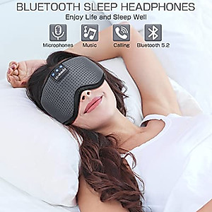 Sleep Mask with Bluetooth Headphones,LC-dolida Sleep Headphones Bluetooth Sleep Mask 3D Sleeping Headphones for Side Sleepers Best Gift and Travel Essential (Classical Grey)