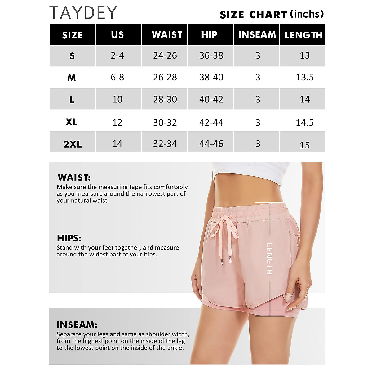 Taydey Women's Quick-Dry Running Workout Sports Shorts(Black L)
