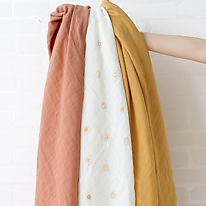 LifeTree Baby Muslin Swaddle Blankets, 100% Organic Cotton, Large 47 x 47 inches, Sunshine Print Muslin Swaddling Blanket for Boys & Girls