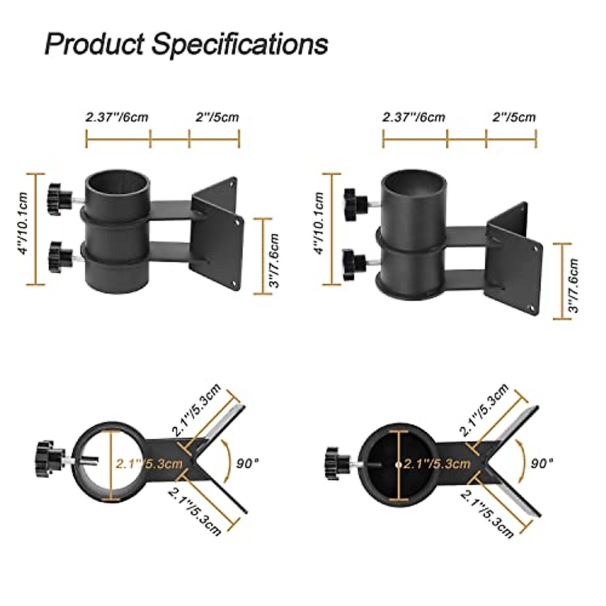 Meruzy Patio Umbrella Holder Corner Mount, Stainless Steel Outdoor Umbrella Base Umbrella Clamp Mount Bracket for Deck Railing, Mount to Deck, Balcony or Outdoor Courtyard (Fit Max OD 2 inch)