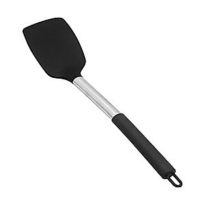 KUFUNG Stainless Steel Handle Silicone nonstick spatulas, High Heat Resistant to 480°F, KUFUNG Food Grade Turner, BPA Free, Spatula for for Fish, Eggs, Pancakes, Wok (Black)