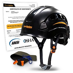 KwikSafety - Charlotte, NC - Armadillo Hard Hat [10 Cooling Vents] Type 1 Class C ANSI OSHA Hard Hats Comfortable 6 Point Suspension Safety Helmet Men Cushioned Sweatband Construction Men/Black