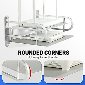 Z-Color Silver Metal Double Wireless WiFi Router Storage Box / TV Set Box Shelf Wall Hanging Plug Board Bracket Cable Storage Organizer (Silver-Large)