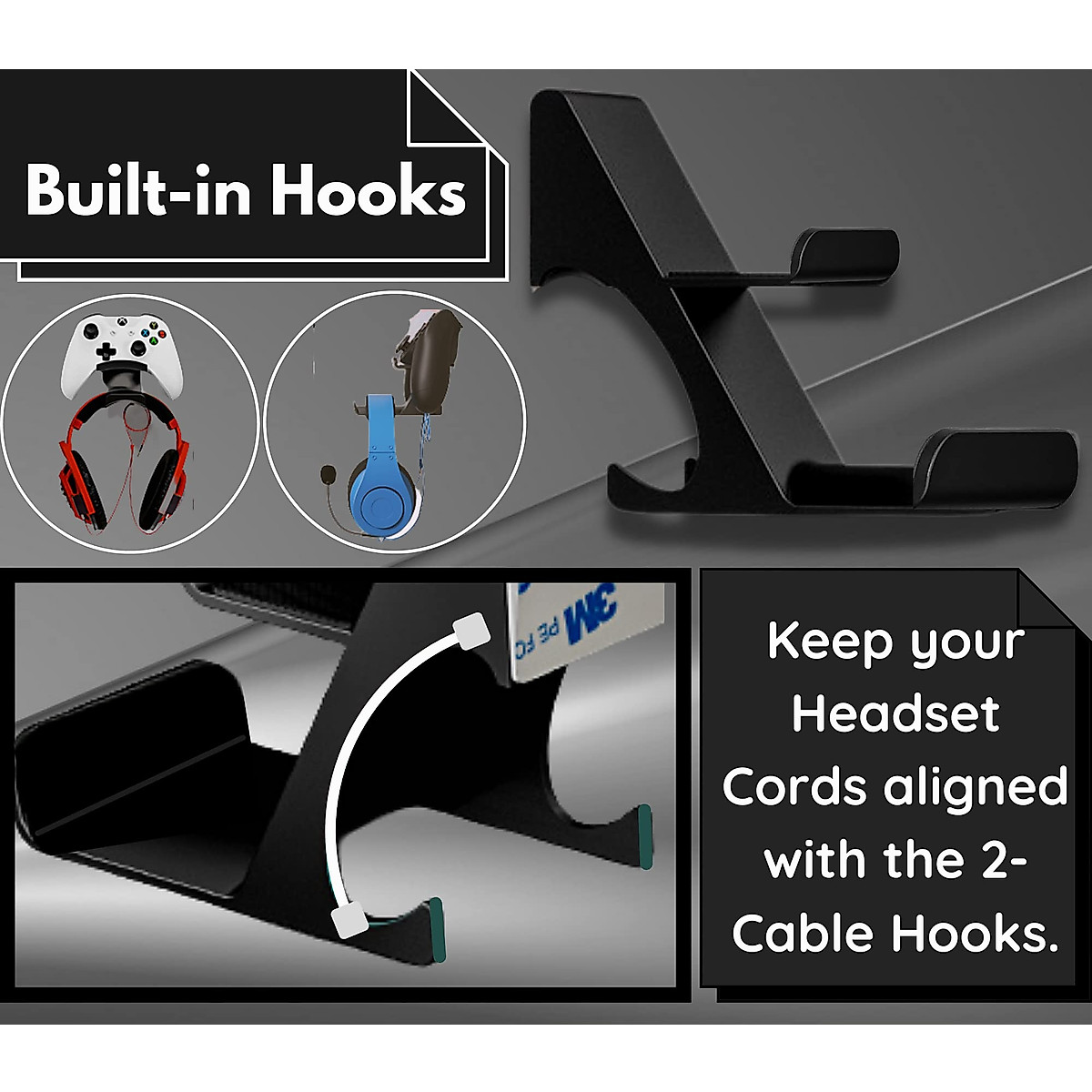 Alnoor USA Gaming Controller Holder, Game Controller Headset Stand Bracket for Xbox Series X S/Xbox one / PS5 / PS4 / NS/PC/Headset