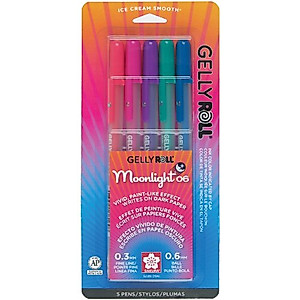 Sakura 58175 5-Piece Gelly Roll Blister Card Moonlight 06 Fine Point Gel Ink Pen Set, Assorted Dusk Colors