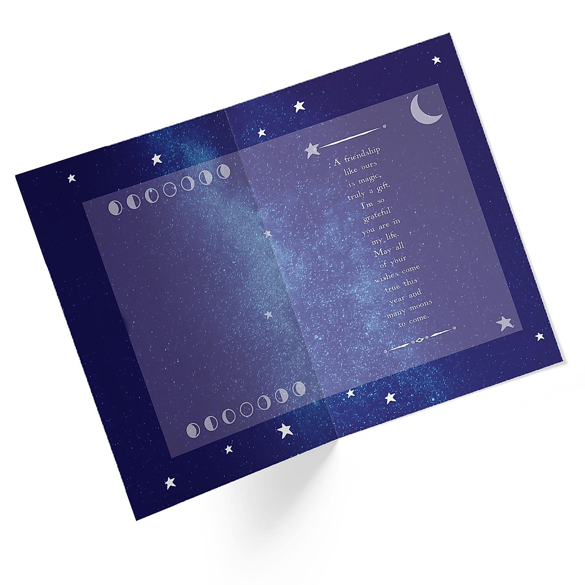 1Up Greetings Happy Birthday Card for a Friend | Friendship Like Ours is Magic | Stars Moon | Single Card and Envelope