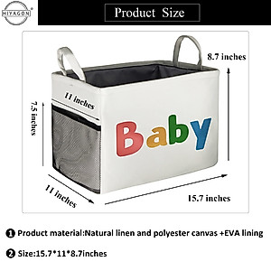 HIYAGON Baby Storage Basket Bin Canvas Rectangular Toys Storage Box Organizer for Books,Boys and Girls,Gift Basket(Baby)
