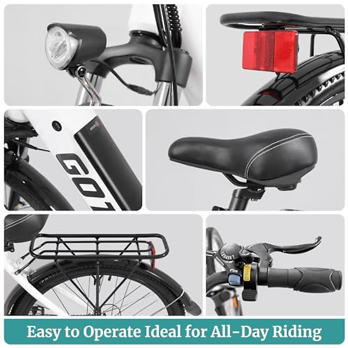 Gotrax Endura 26" Electric Bike with 28 Miles (Pedal-assist1) by 36V Battery, 15.5Mph Power by 250W, 3 Pedal-Assist Levels & Adjustable Seat, 7-Speed & Front Shock Absorber for Adult Bicycle White