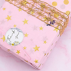 MR FIVE Pink Gold Star Tissue Paper Bulk,20" x 28",Pink Tissue Paper for Gift Bags,Gift Wrapping Paper for DIY and Crafts,Wrapping Paper for Birthday,Holiday,Weddings,30 Sheets