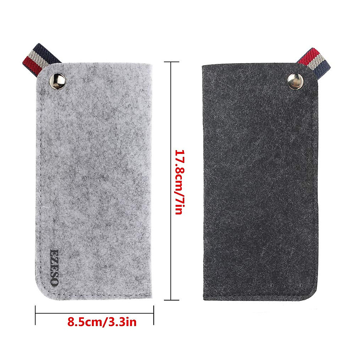 EZESO ESSENTIAL SKINCARE 3 Pack Eyeglass Cases - Soft Felt Slip-in Pouch Case - Glasses Storage Case Makeup Pouch