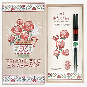 Hyozaemon Chopsticks Gift Set Five roses to weave your feelings (chopsticks x1, rest x1 ,box /Chopstick rests are assorted)