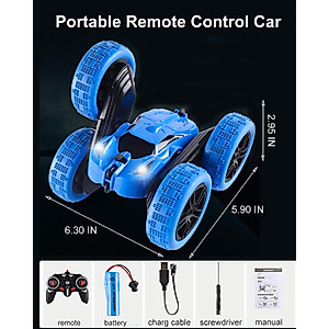 VETIFINAL Remote Control Car, RC Cars 2.4GHz Fast Stunt RC Car, 4WD 360° Rotating RC Trucks with Headlights, Off Road RC Crawler Xmas Toy Cars for Kids Boys Girls Birthday Gift Red