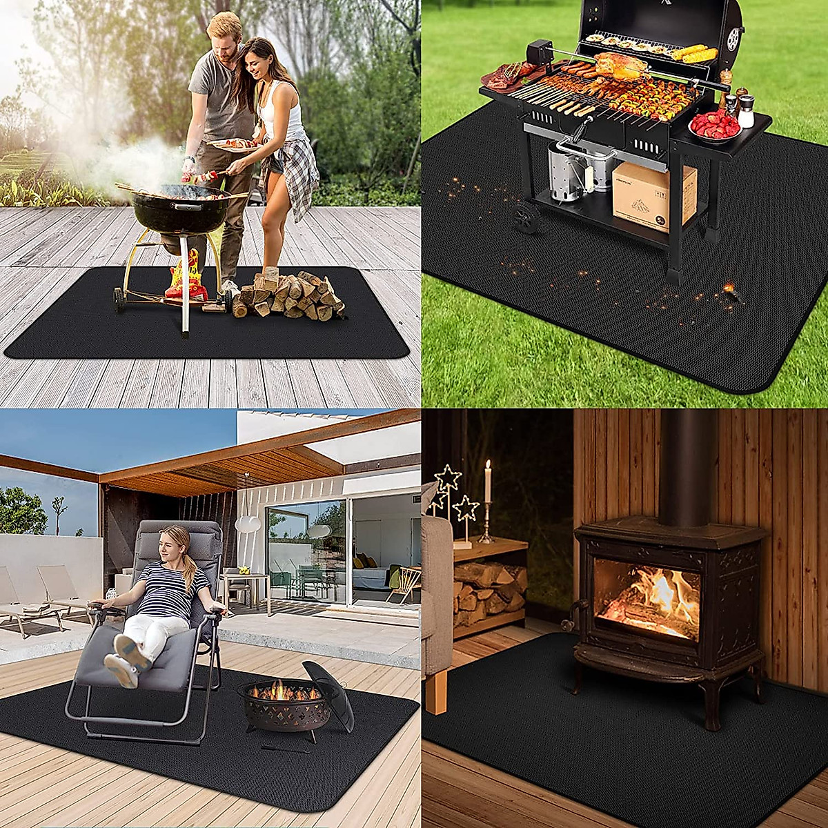 UBeesize Thickened 48x36 inches Under Grill Mat for Outdoor Grill,Double-Sided Fireproof Grill Pad for Fire Pit,Indoor Fireplace Mat Fire Pit Mat,Oil-Proof Waterproof BBQ Protector for Deck and Patio