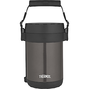 THERMOS All-In-One Vacuum Insulated Stainless Steel Meal Carrier with Spoon (Smoke) FUNTAINER 10 Ounce Stainless Steel Vacuum Insulated Kids Food Jar with Folding Spoon (Teal)