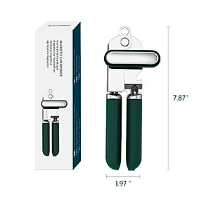 KITCHENDAO Manual Can Opener, Super Sharp Sandvik 12C27 Blade, Handheld Can Opener with Magnet, Smooth Edge Cut, Soft Grip, Oversized Knob for Seniors & Arthritis, Easy to Use, Green