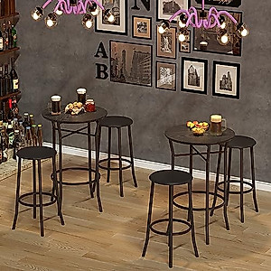 GAOMON 3-Piece Bar Table Chairs, Round Counter Height Bistro Dinette Sets with 2 Barstools for Kitchen, Breakfast Nook, Small Spaces, Matte Black