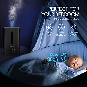 Humidifiers for Bedroom Warm and Cool Mist 5L Top Fill Water Tank Lasts Up to 30 Hours