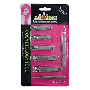 Hawk 7 Piece Cosmetology Set with Nail Clippers, Cleaner, File and Tweezers - B8506-YW