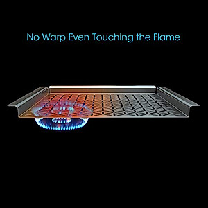 Unicook Grill Topper 16 Inch, premium Vegetable Grill Basket, Warp-Free Stainless Steel Grill Pan, Heavy Duty BBQ Tray Accessories for Grilling Veggie Seafood Meat and Kabob