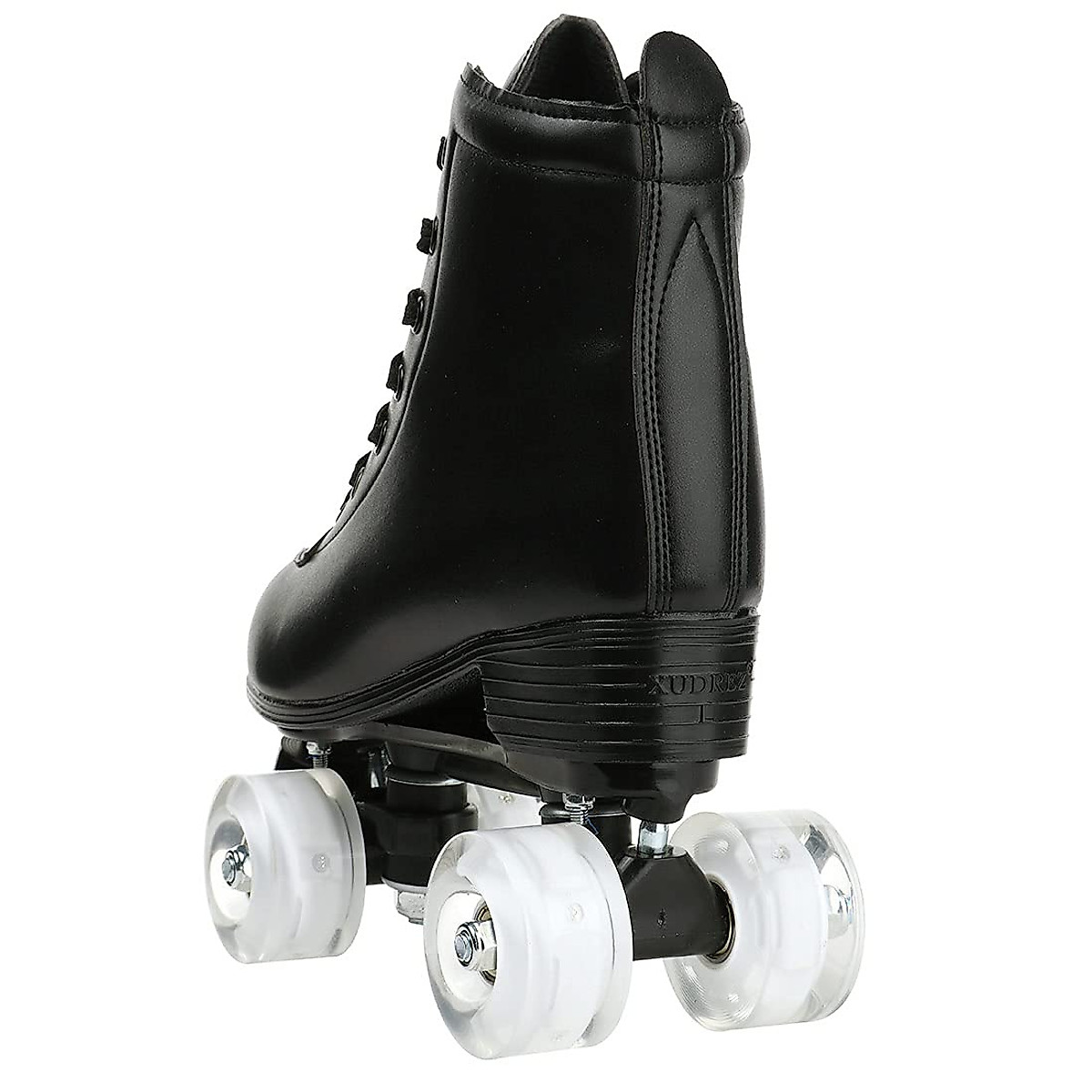 XUDREZ Roller Skates, Double Row Skates Adjustable Leather High-top Roller Skates Perfect Indoor Outdoor Adult Roller Skates with Bag (Flash Wheel,Women's 10 / Men's 8.5)