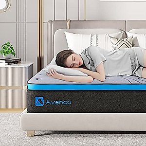 Avenco King Hybrid Mattress, 10 Inch King Size Mattress in a Box, Medium Firm Pocket Spring and Gel Memory Foam Mattress for Queen Bed, Max Loading 550LBS, CertiPUR-US, 100 Nights Trial