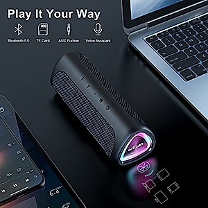 Ortizan Portable Bluetooth Speaker, IPX7 Waterproof Outdoor Wireless Speaker with 24W Loud Stereo Speakers, 30H Playtime, Colorful LED Lights, Dual Pairing, 100ft Bluetooth Range for Home, Travel