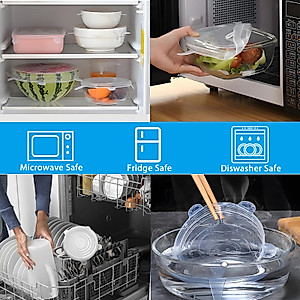 Bntyok 6pcs Silicone Stretch Lids 6 Sizes Round Reusable Silicone Bowl Covers BPA-free Keep Food Fresh Silicone Food Covers for Various Food Containers & High and Low Temperature Scenarios