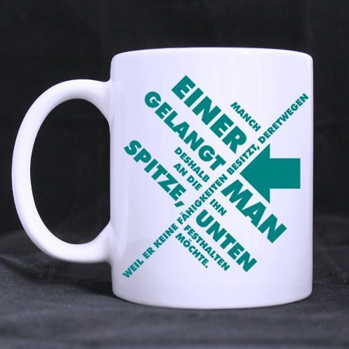All Things AMZ White Mug - Fashion ' Einer GELANGT Spitze Man UNTEN ' Ceramic Coffee White Mug (11 Ounce) - Best Houseware/Necessities/Gifts/Useful Choice