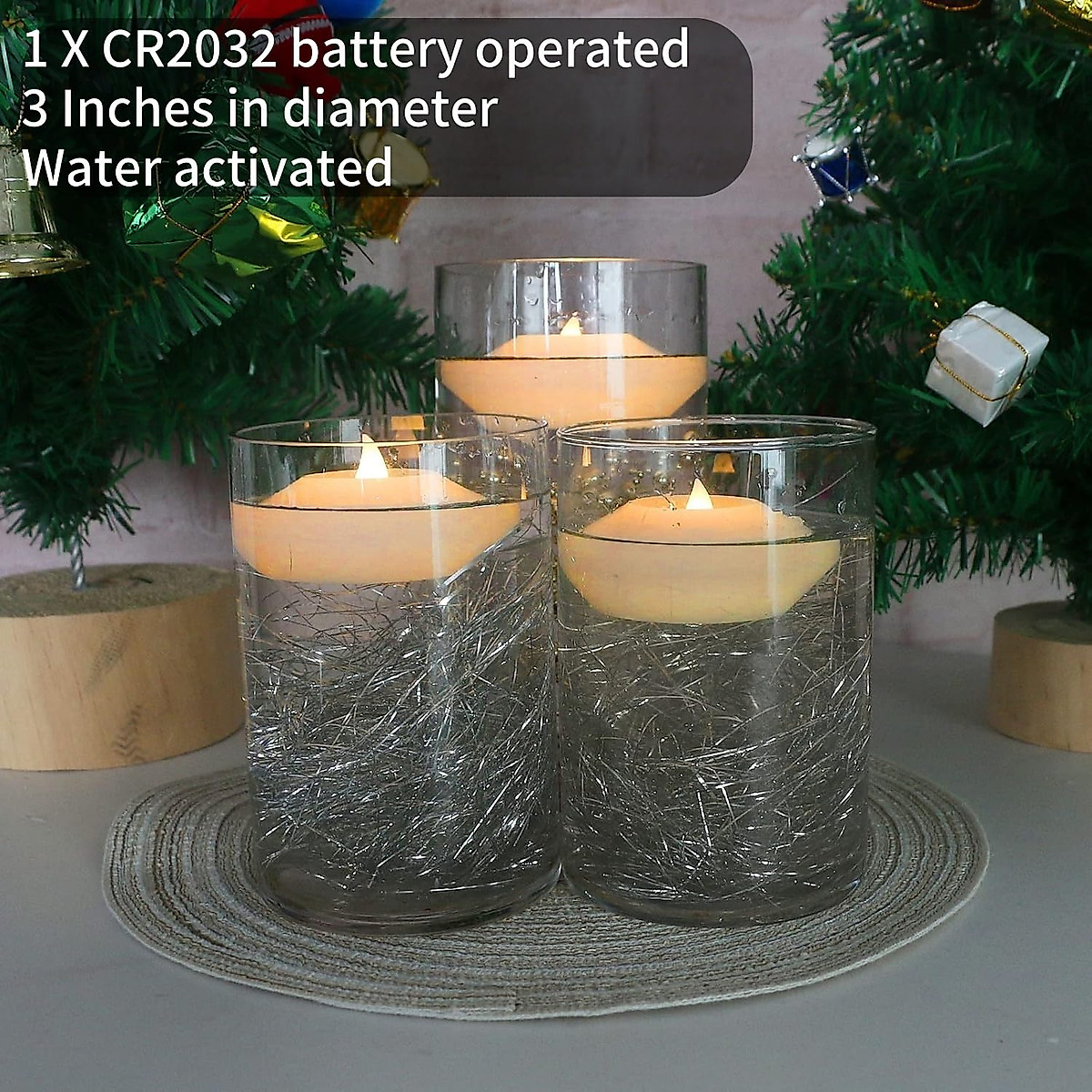 LACGO 48 PCS LED Waterproof Floating Novelty Candles Light, LED Battery-Powered Flameless Flicker Candle, Water Activated Candle, for Baby Shower, Wedding, Home, Party Decor(Warm White)