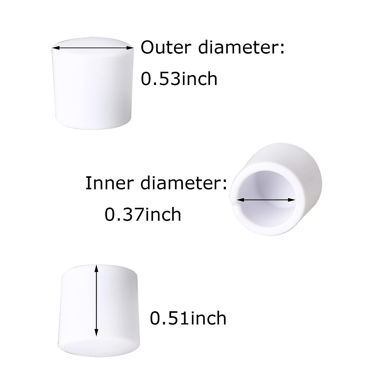 MEETOOT 10pcs Door Bumper Tips 0.4&quot; White Door Stop Caps Door Stopper Bumpers for Wall and Floor Protection