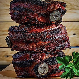 GRILL PINZ- Stainless Steel Reusable Food & Steak Markers- Attach & Combine Food While Grilling (Better Than Grill Skewers or Steak Picks) Made in USA - Pack of 8 Pinz with Hardwood Storage Block