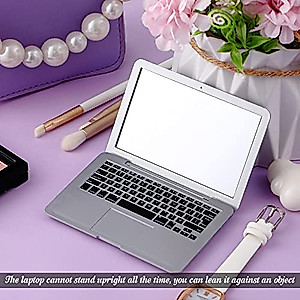 Jetec Mini Laptop Mirror for Cat Toy Laptop Cute Pocket Mirror Cat Laptop 3.7 x 2.5 Inch Folding Toy Cat Computer for Dollhouse Pet Makeup Decoration Fake Laptop(Silver)