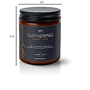 Amber Vale Home Gathering, Orange Clove and Cinnamon Scented Natural Soy and Coconut Wax Candle, Phthalate Free, Non-Toxic and Healthy Clean Burning, 9oz Jar