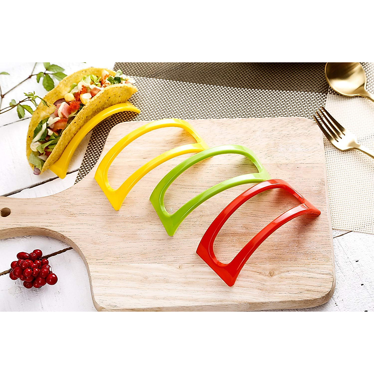 Millie Set of 12 Product & Taco Holder Rack - Tortilla Holder Taco Stand- Colorful Non Toxic BPA Free Microwave Safe Stands for Soft and Hard Shells-Taco Holder-Taco Stand Up Holder