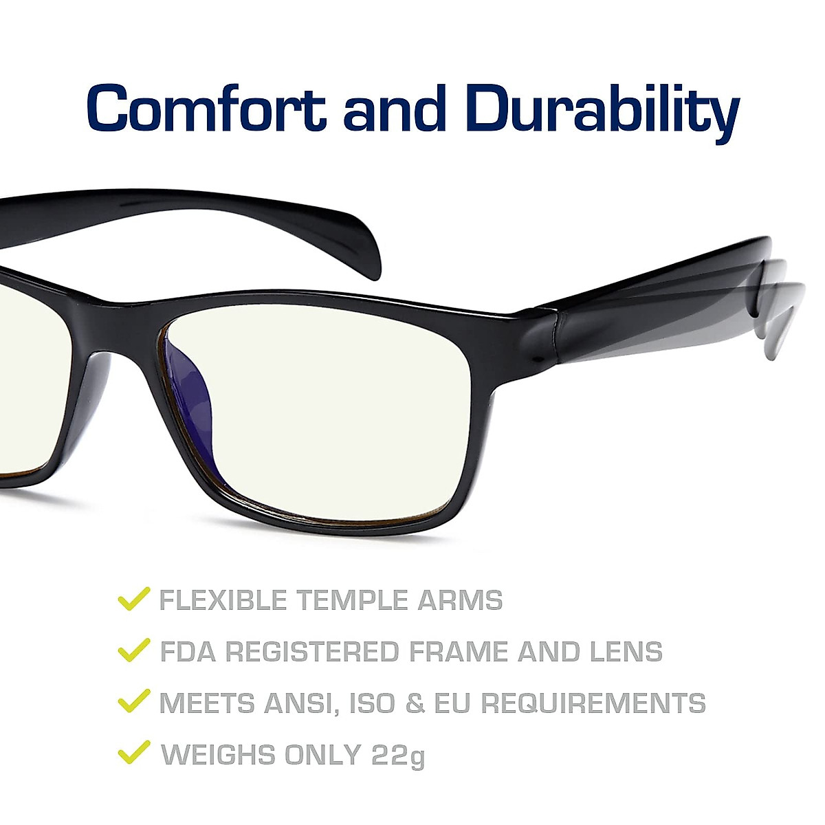 Gamma Ray Computer Blue Light Blocking Gaming Reading Glasses w/Amber Tint and Anti Glare UV Digital Eyestrain