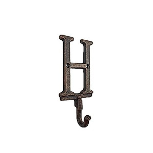 Handcrafted Nautical Decor Rustic Copper Cast Iron Letter H Alphabet Wall Hook 6"