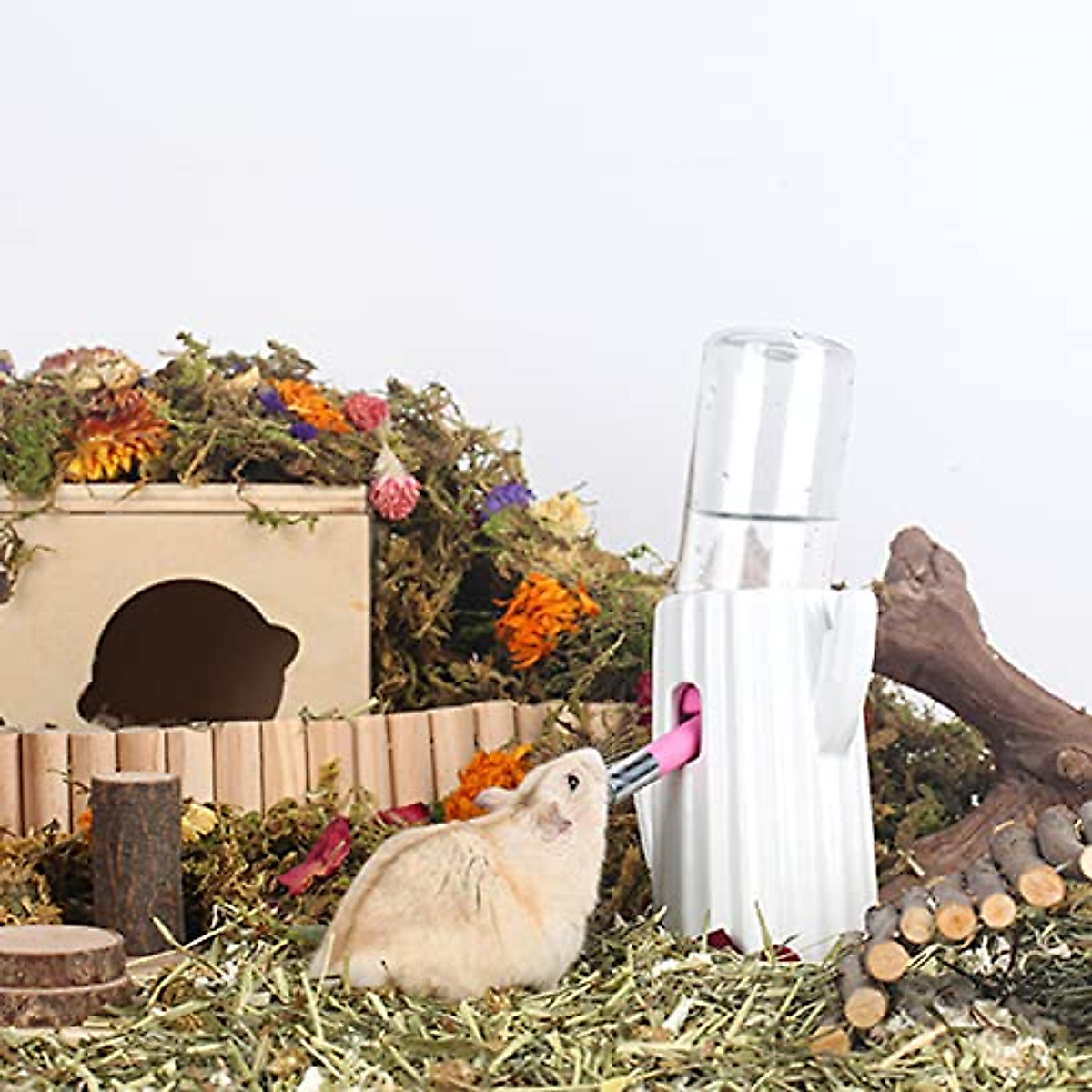 VILLCASE Pet Water Bottle Holder Adorable Cacti- Shape Hamster Waterer Holder Pet Bottle Bracket for Hamster Chinchilla Gerbil Bunny (White) Hamster Water Bottle