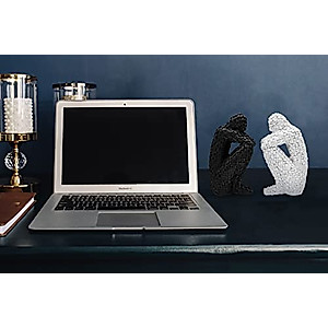 Hutyio Decorative Bookends Mosaic Figurine, Unique Book Ends to Hold Books Heavy Duty for Home, Shelf, Office, Table and Desk Decor(Set of 2 Black and White)