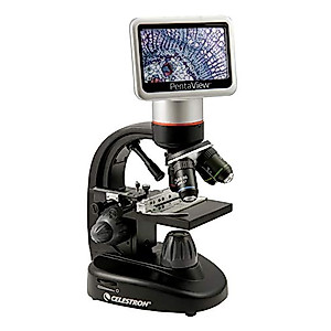 Celestron – PentaView LCD Digital Microscope– Biological Microscope with a Built-In 5MP Digital Camera – Adjustable Mechanical Stage –Carrying Case and 4GB Micro SD Card