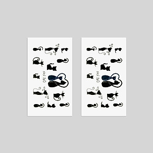 Oottati Small Cute Temporary Tattoo Cats Love Totem (2 Sheets)