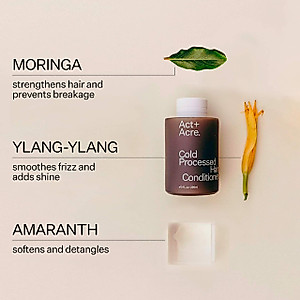 ACT+ ACRE Cold Processed 1% Vitamin B-5 Fine Hair Conditioner - Sulfate Free Conditioner Hair Treatment with Amaranth and Moringa Oil for Moisture, Elasticity and Shine (10 Fluid Ounces)