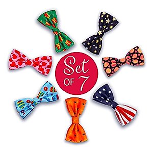REVEDA Pet Bow Ties Set for Dogs and Cats, Detachable & Adjustable, Holidays Theme, Pet Collars Dog Grooming Accessories, Colorful Neck Tie for Small, Medium, Large Dogs