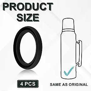4pcs Silicone Replacement Gaskets Classic for Stanley, Silicone Seal Gasket for Stanley Compatible With Stanley Classic 20 oz 1.0 QT 1.5 QT 2 QT 2.5 QT Vacuum Bottle Stopper Black